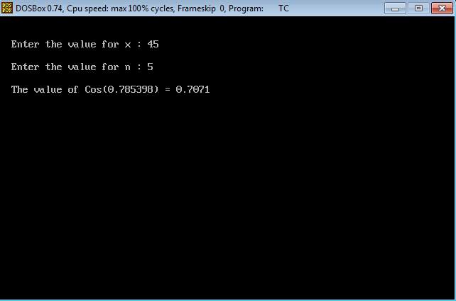 C++ program for Cosine Series - Linux Punx