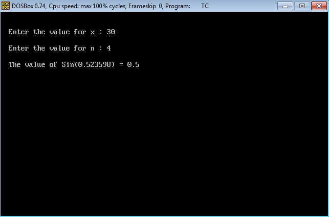 C++ program for Sine Series - Linux Punx